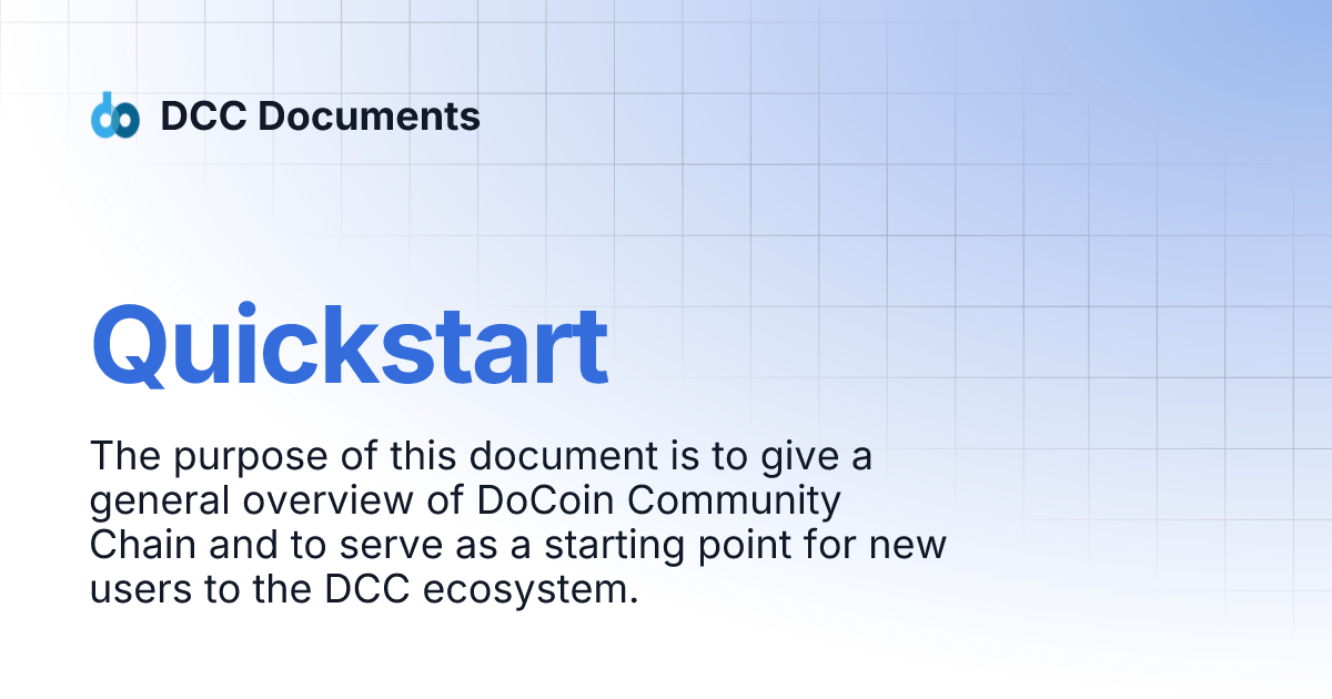 Quickstart | DCC Documents